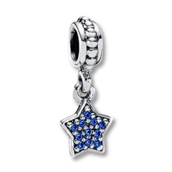 Pandora | Jewelry | Authentic Pandora Blue Pave Star Dangle Charm ...